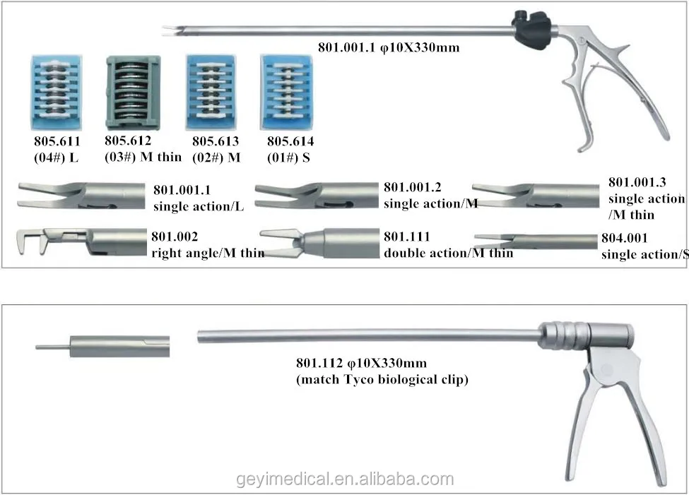 Geyi 5mm 10mm Laparoscopic Ligation Titanium Clips Clip Applier Clip ...