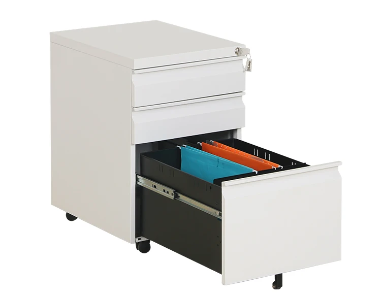 Goose-neck Recessed Handle Steel Movable Drawer File Cabinet Office ...