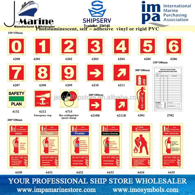 Marine Imo Symbols Fire Equipment Signs Of Photoluminescent - Buy Fire ...