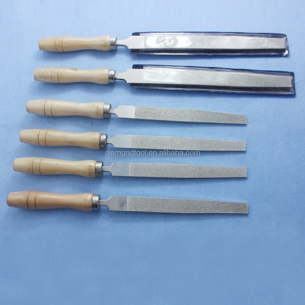 Diamond Straight-pitch Square Needle Files Set,Round Wood Handle ...