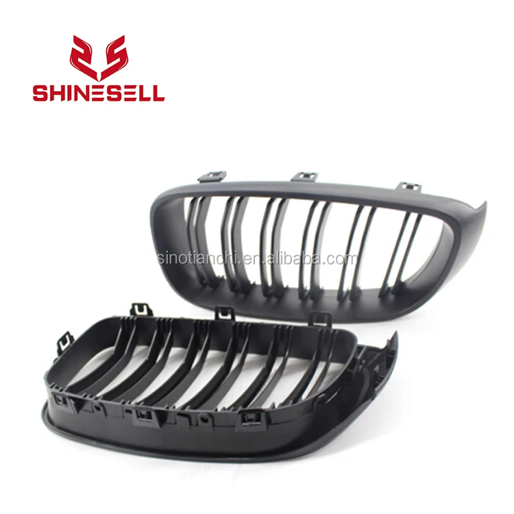 1 Pair Matte Black Double Slat Line Front Grille Kidney Grill For Bmw 3 ...