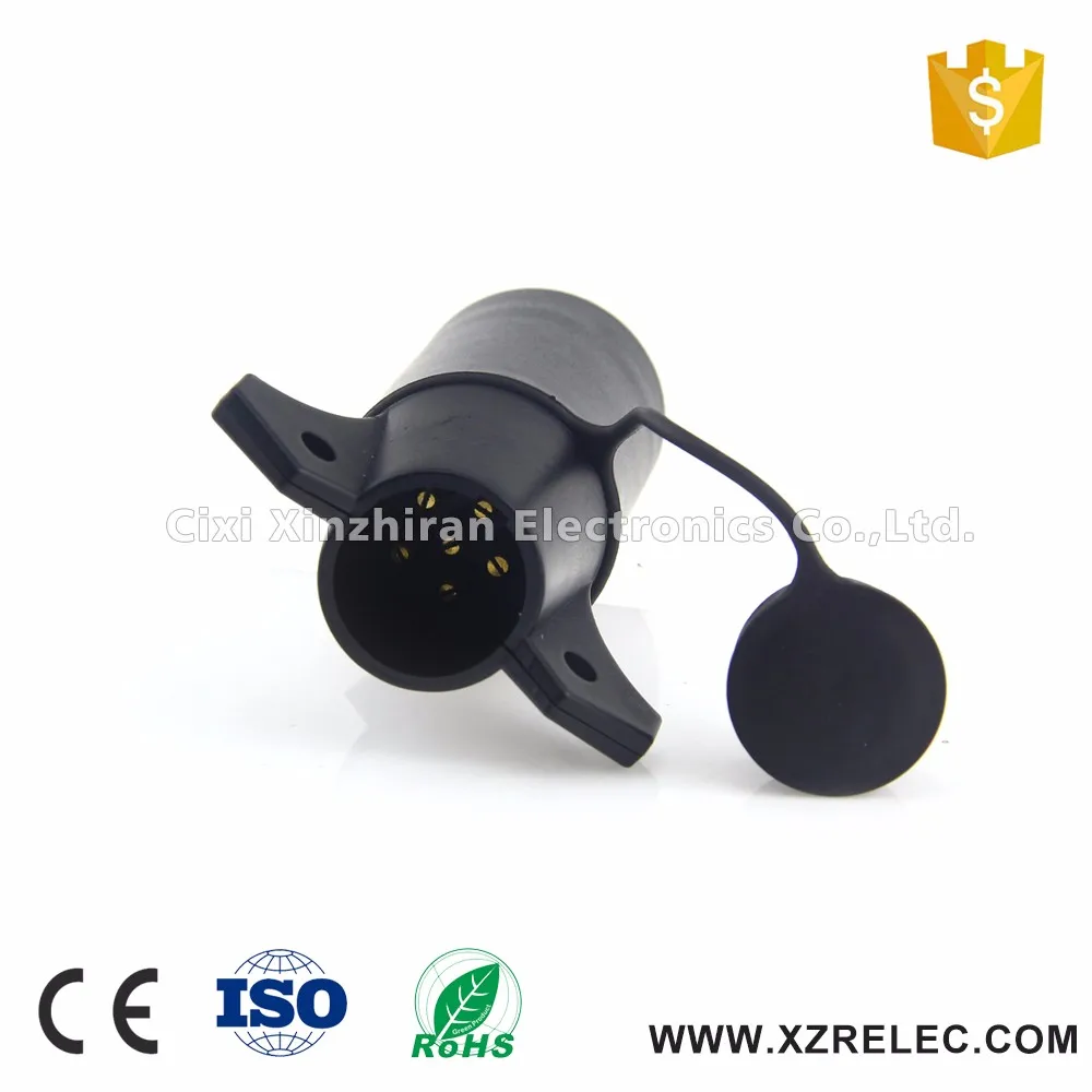 Plastic 7 Pin Flat Blade To 4 Pin Round Trailer Wiring Plug American ...