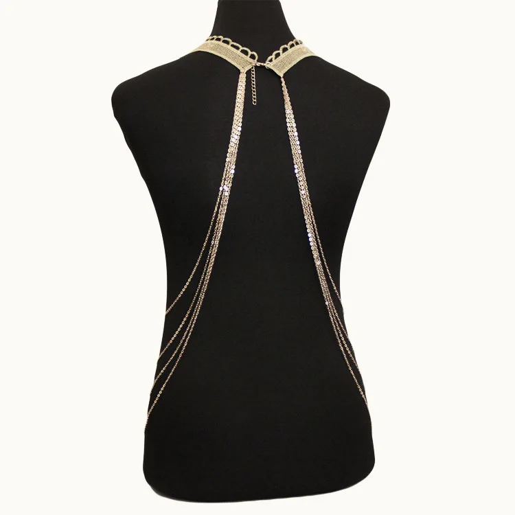 Women Costume Jewelry Gold Collar Luxury Sexy Lace Body Chain Jewelry ...