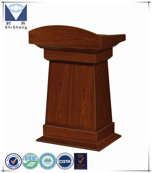 High Quality Wood Veneer Rostrum Speech Desk Lecture Table