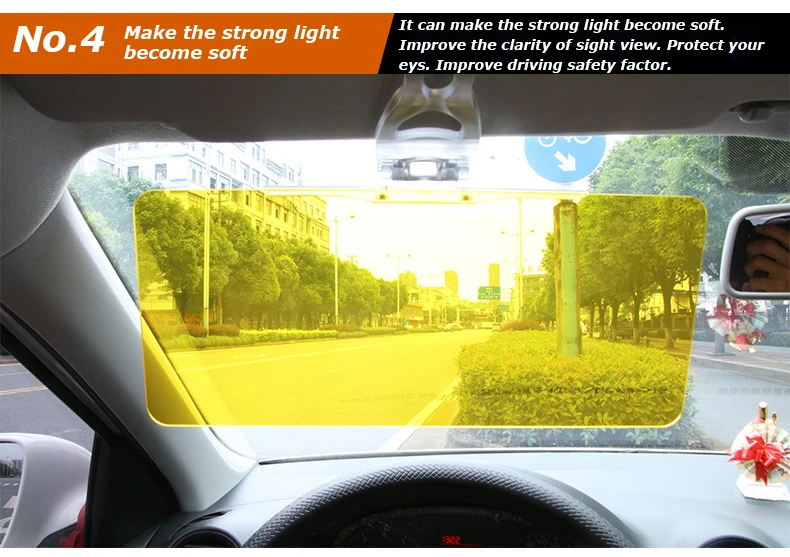 2 In 1 Hd Vision Eye Protection Anti-dazzle Mirror Car Windshield Anti ...