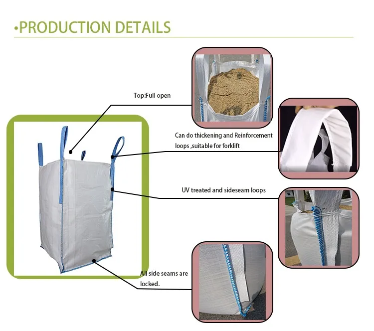 Polypropylene Super Sacks Jumbo Big Bags For 1000kgs Black Color Big ...