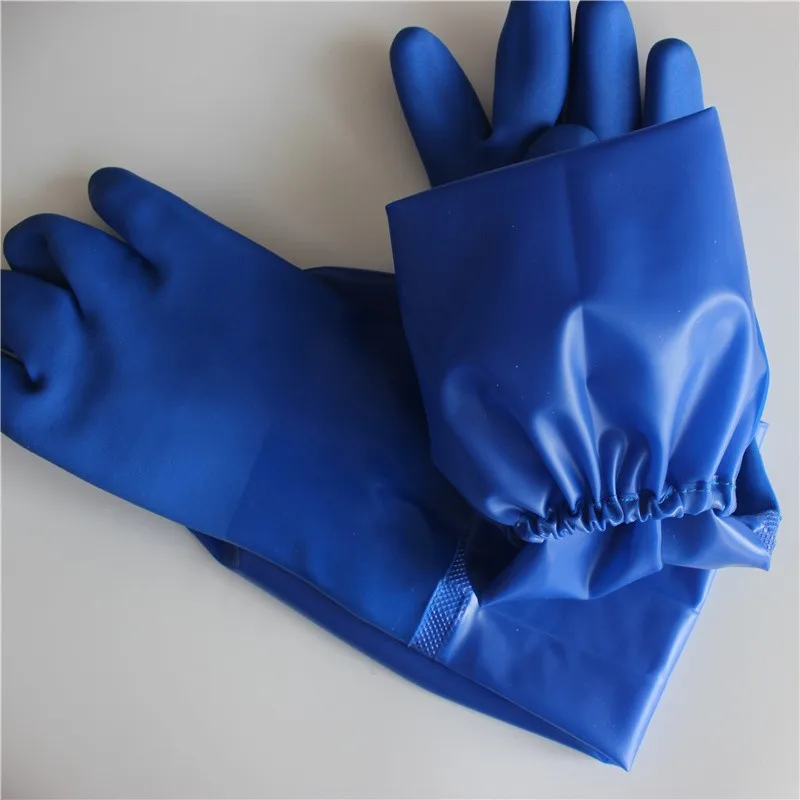 28 Inch Shoulder Length Blue Sandy Pvc Slurry Chemical Gloves Gauntlet ...