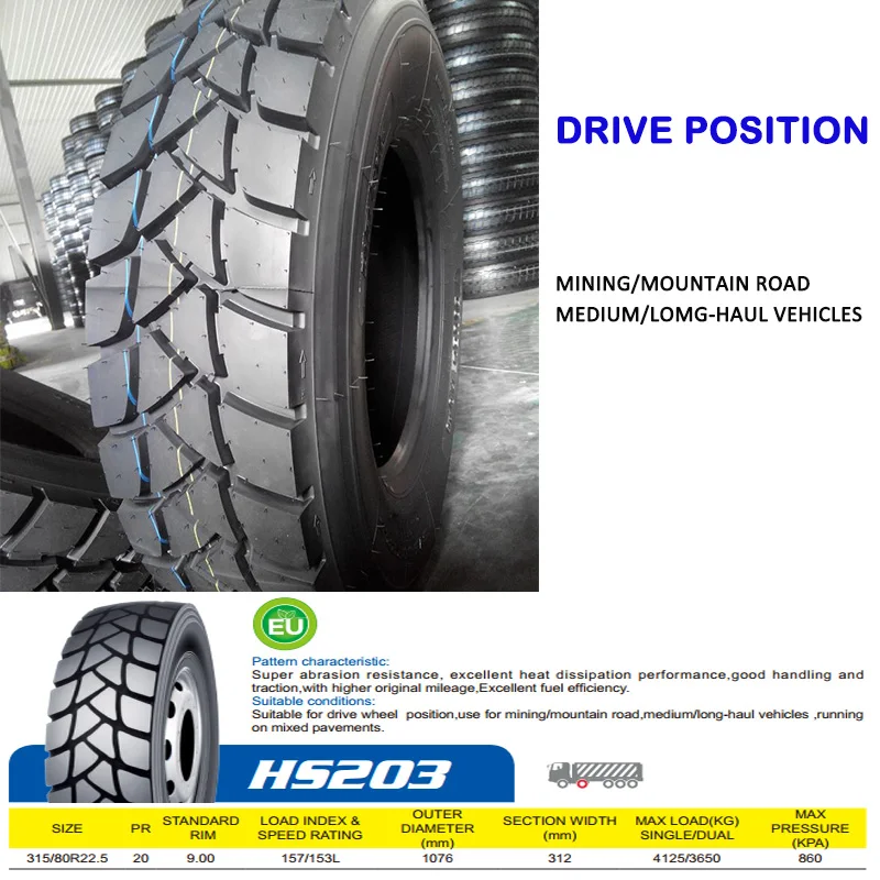 Cheap Price Truck Bus Tyre Hs203 315/80r22.5 295/80r22.5 - Buy Truck ...