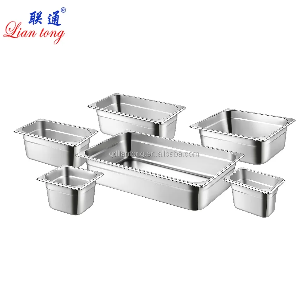 Full Size Metal Stainless Steel Hotel Buffet Gastronorm Food Pans Containers European Gn Pan ...