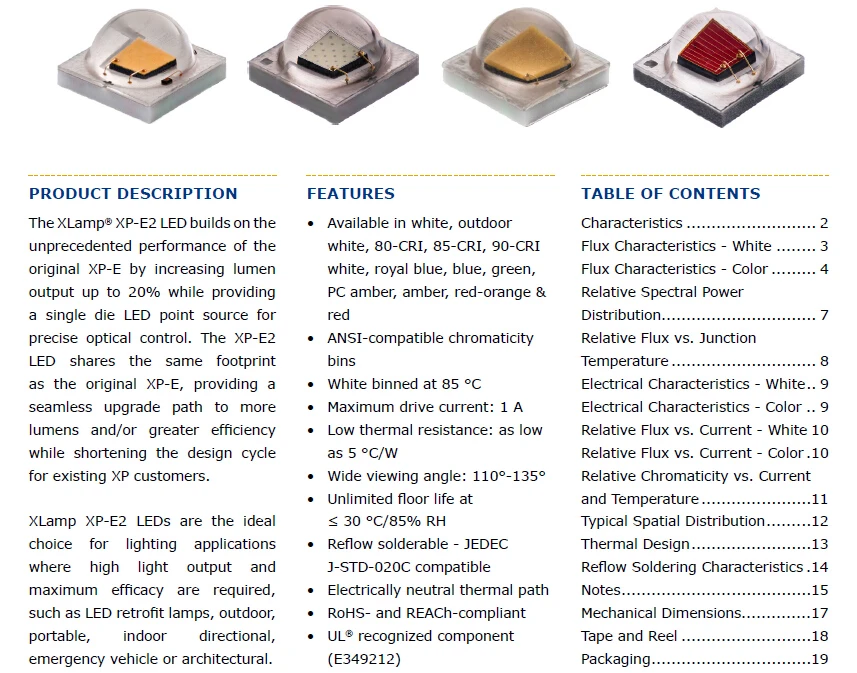 New And Original Xpe2 Xp-e2 Series Led Chip Led Diode - Buy Xpe2,Led ...