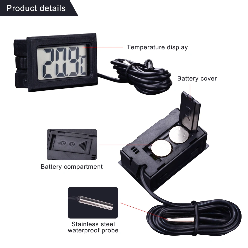 500 Pcs LCD Digital Thermometer Probe for Fridge & Freezer