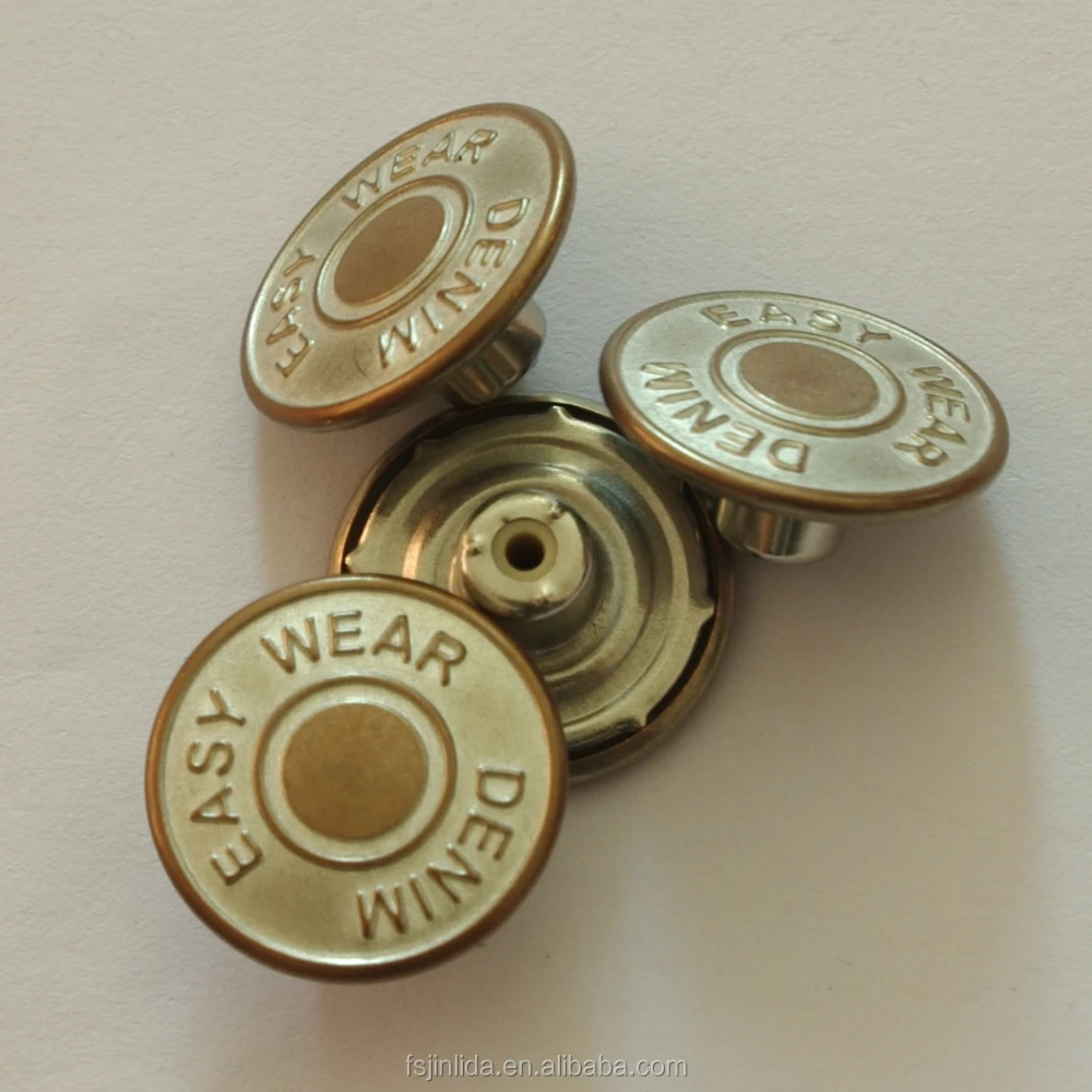 20mm 15mm Metal 65 Brass Copper Tin Color Jeans Shank Button For Denim ...