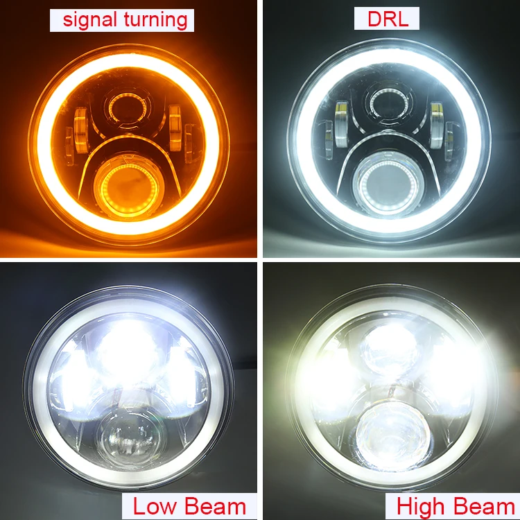Dot /e Mark Engraved 7 " Round Headlight H4 Headlight Projector Hi/lo ...