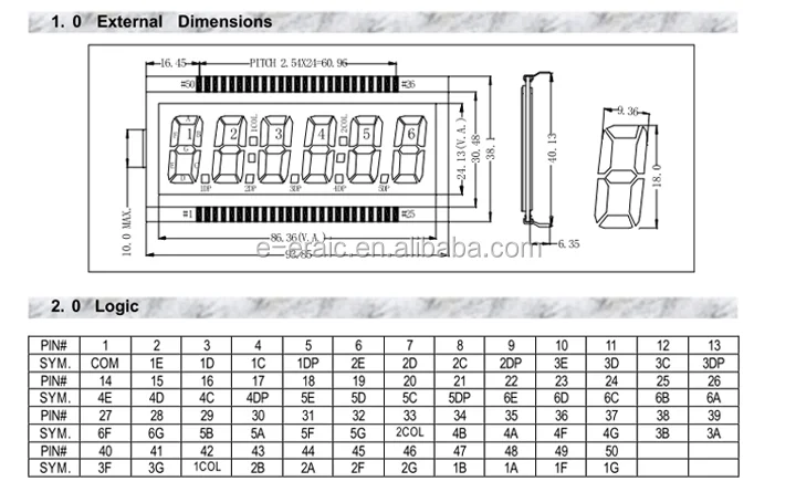 6 Digit 8 Characters Pen Segment Tn Lcd Segment Lcd Eds810 Custom Lcd - Buy 6 Digit 8 Characters ...