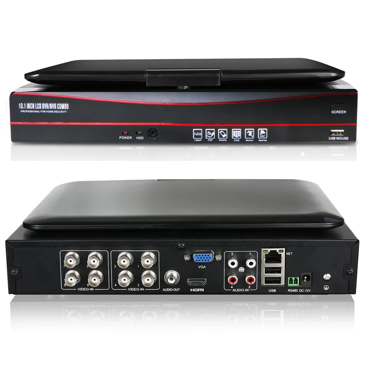 10.1inch Lcd Monitor Dvr Nvr 8ch 1080n 5 In 1 Hybrid Video Recorder ...