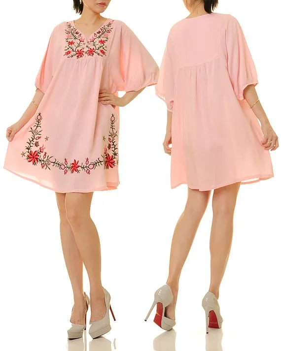 Women Tunic Frivolous Dress Order The Pink Embroidered Mexican Dress ...