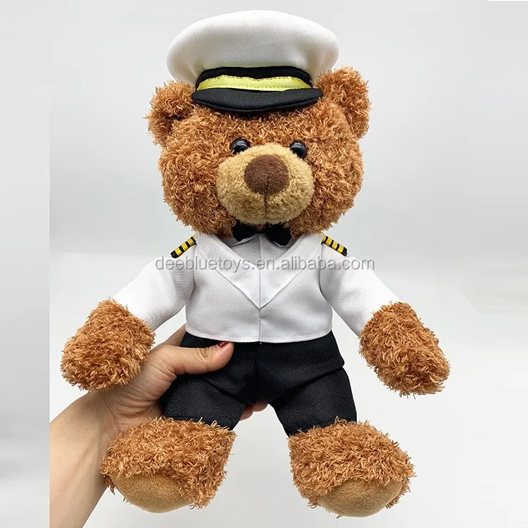 Stuffed Animal Captain Uniform Teddy Bear Plush Pilot Bear Soft Toys ...