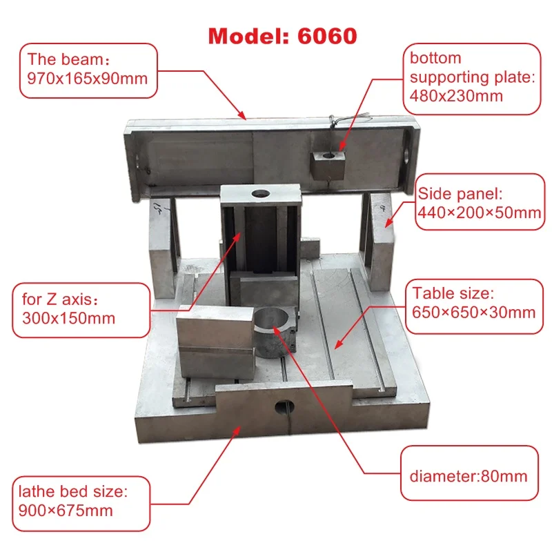 CNC 6060 Frame Kit with 80mm Spindle Fixture for CNC Router