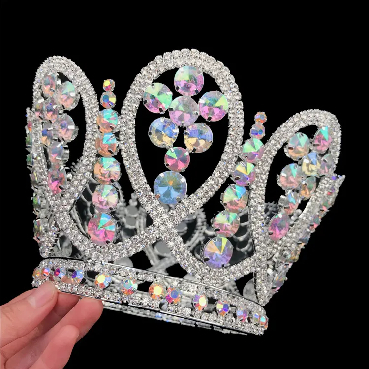 Rhinestone Full Round Crown Pageant Circle Crowns Beauty Queen Tiara ...