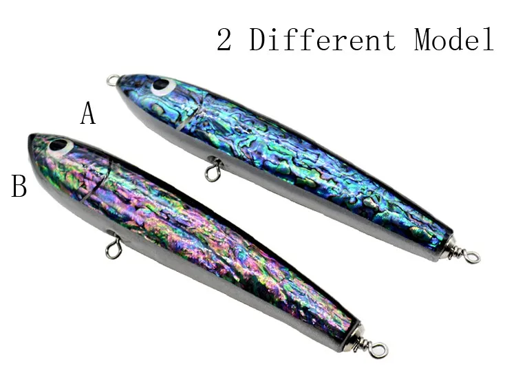 Handmade Abalone Timber Pencil Fishing Lure Topwater Stickbait Wooden ...