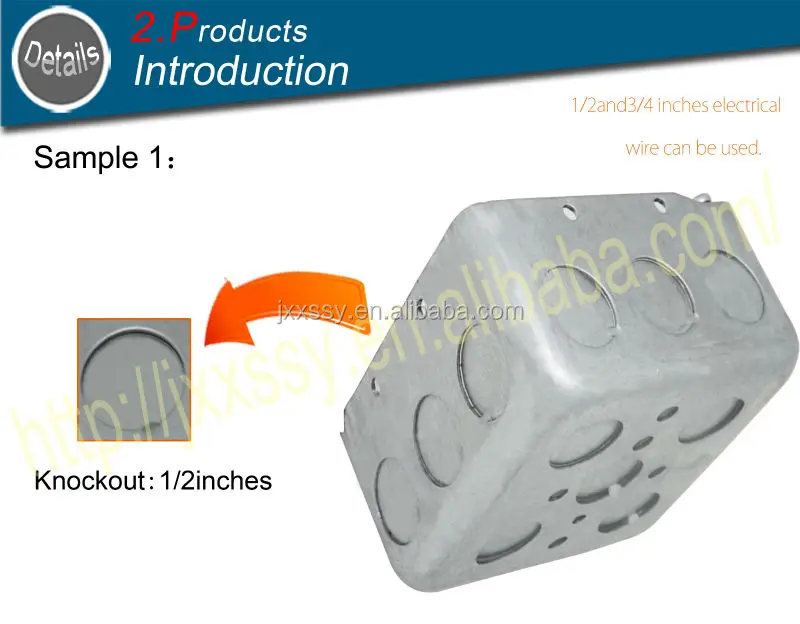 4x4 Square Knockout Galvanized Steel Electrical 1" Deep Junction Box ...