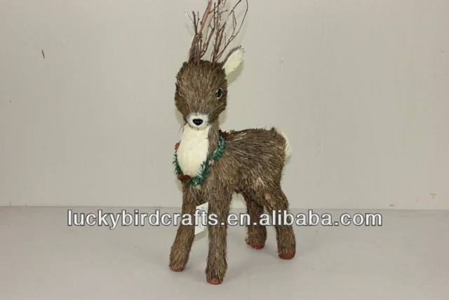 Christmas Straw Deer/reindeer Ornaments With Wreath/straw And Bristle ...