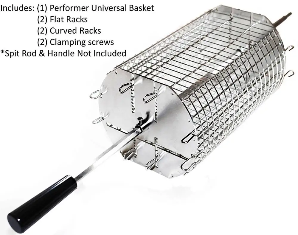 Universal Fit Outdoor Barbecue Stainless Steel Grill Rotisserie Basket
