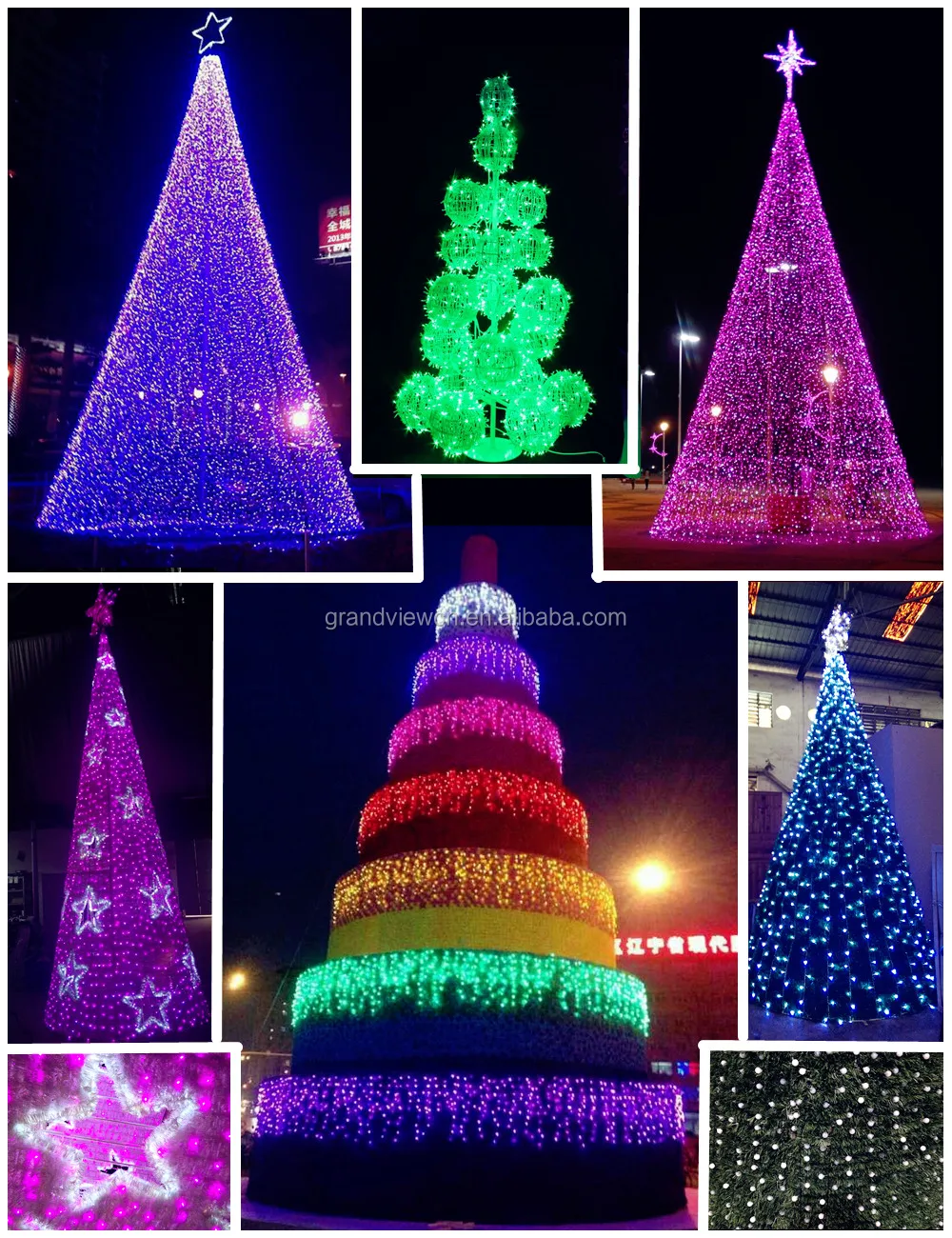 20ft Outdoor Decoration White Metal Led Lighted Ribbon Christmas Tree ...