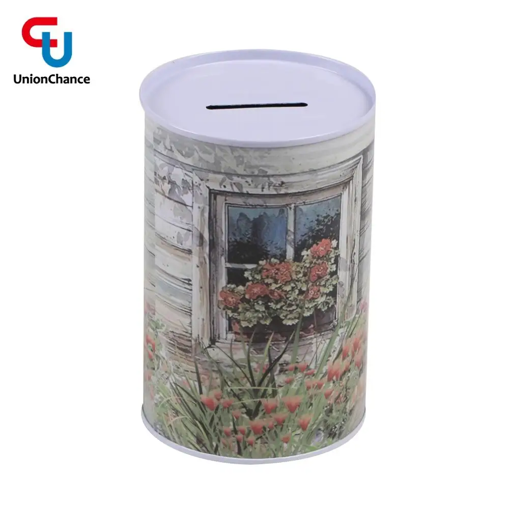 Custom Design Round Metal Money Saving Box Tin Can Coin Bank Money Tin ...