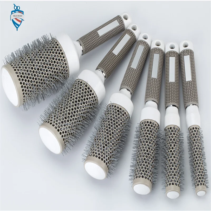 Ceramic & Nylon Round Hair Brush Quiff Roller Comb For Diy Hairstyle ...