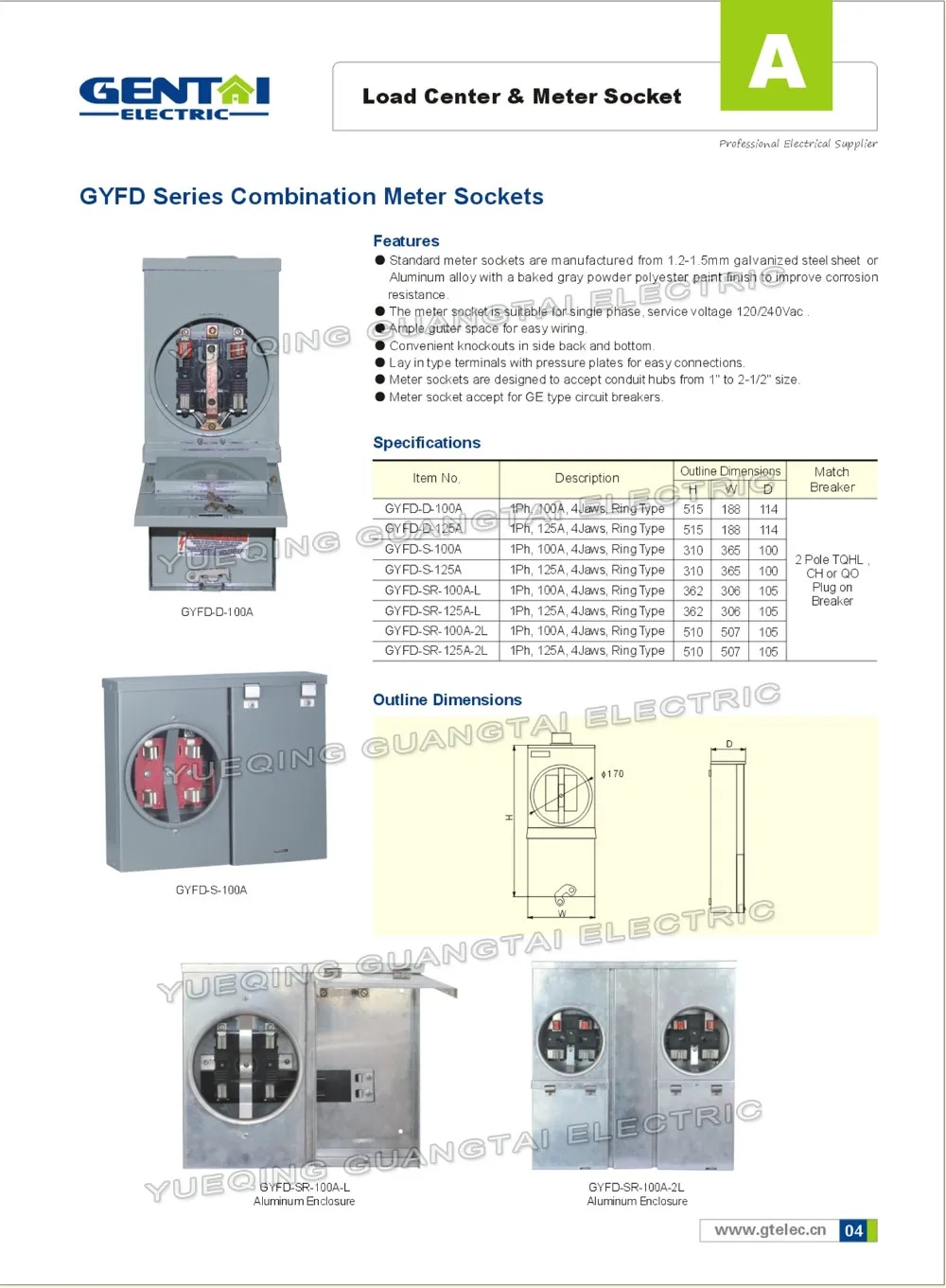 High Quality Cheaper Gyfd-sr-100a-l 100a Aluminum Enclosure Combination ...