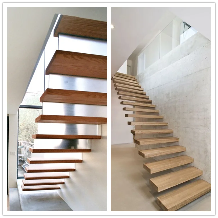 Customized Glass Railing Hidden Stringer Floating Stair Case - Buy ...