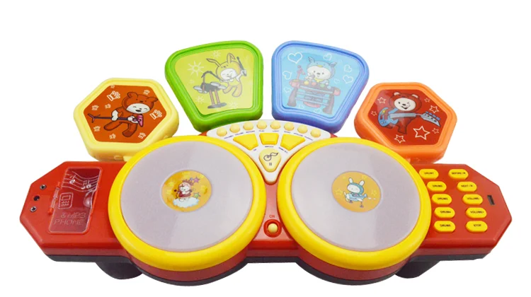 Plastic Kids Educational Beats Toy Set Microphone Miniature Drum With ...