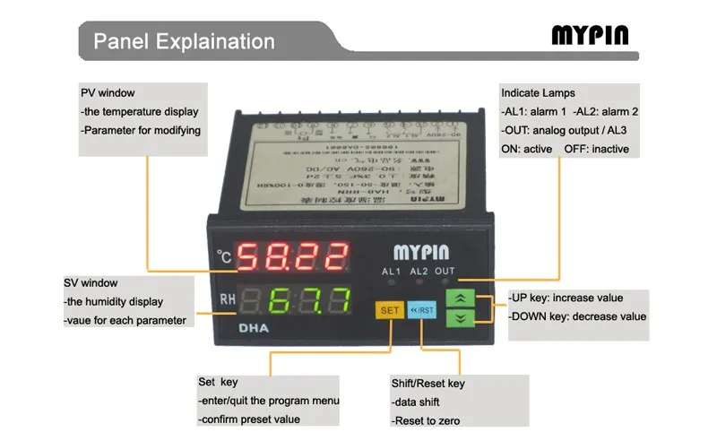 Mypin Digital Thermometer Humidity And Temperature Controller Rs485 ...