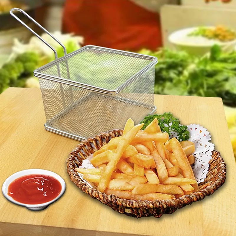 Stainless Steel Fryer French Fries Wire Mesh Deep Square Basket Kitchen ...
