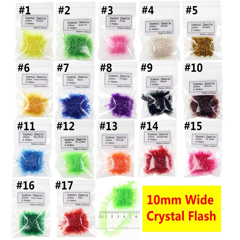 10mm Fly Tying Crystal Flash Chenile Hackle Flasher
