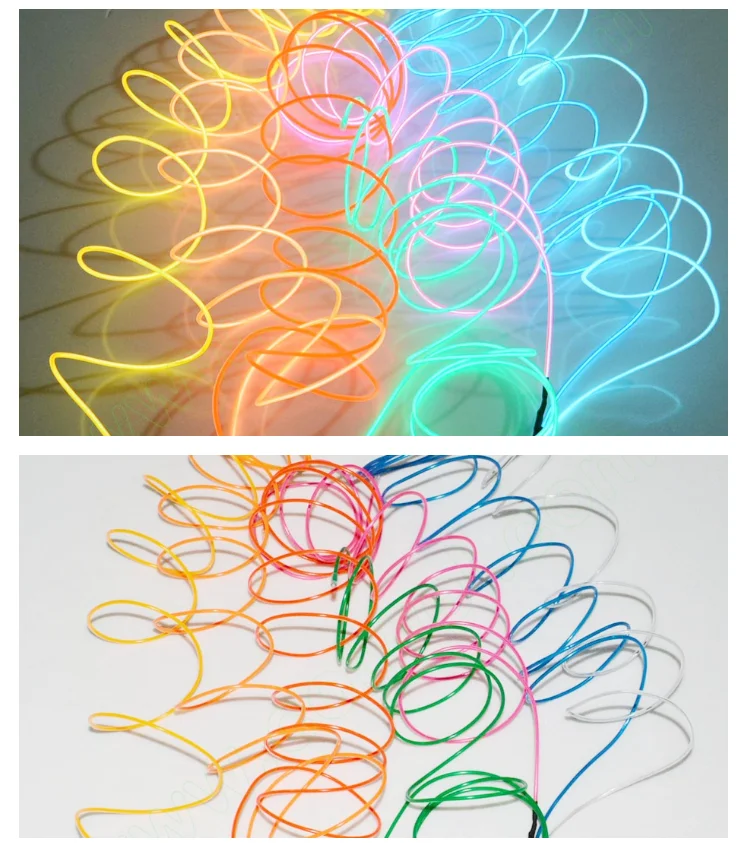 Flexible Neon Cold Car Vehicle Light Glow EL Wire with 12V Inverter ...