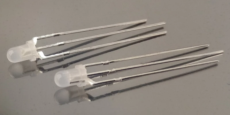 3mm Led Diode Dual Colour Leds Red - Green White Difused - Round Shape ...