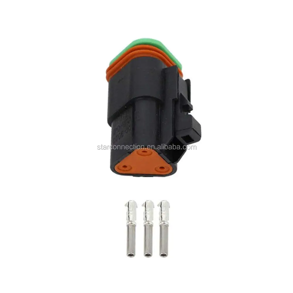 Deutsch Dt 3 Pin Black Male And Female Connector Plug Dt06-3s/dt04-3p ...