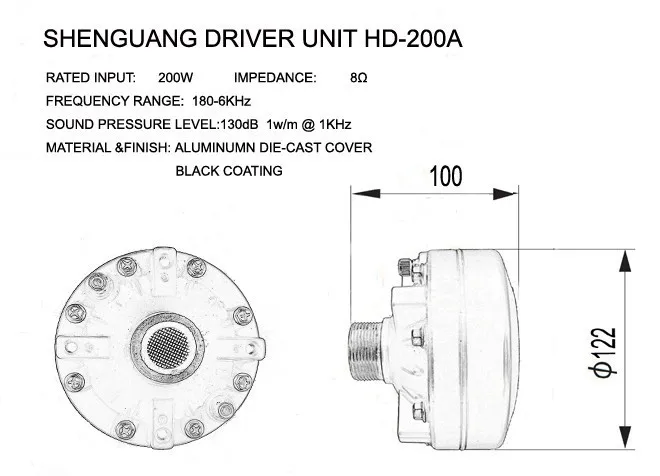 HD-200A 200W Alarm Siren Driver Unit - High Frequency Neodymium Magnet