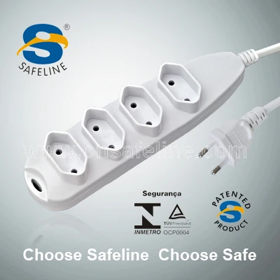 Safeline Brazil Extension Cord 2pin 4ways Outlet Smart Plug And Power ...