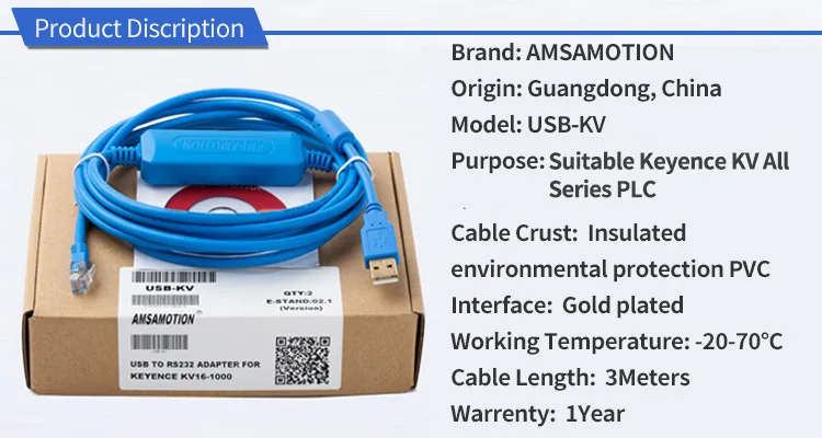 Amsamotion USB-KV Suitable Keyence KV All Series Programming Cable PC ...