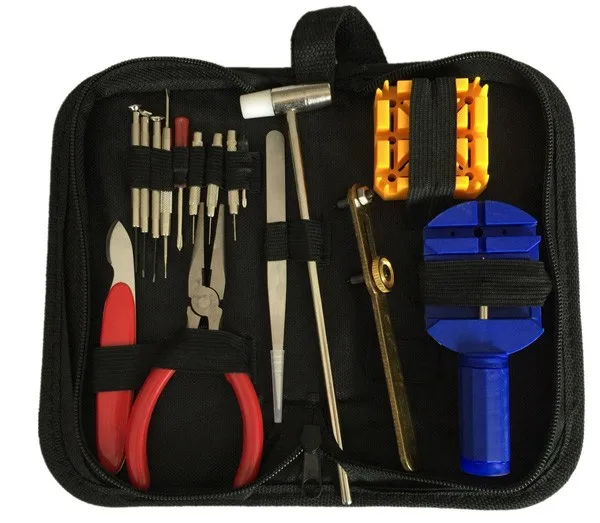 Professional 16 Piece Portable Watch Repair Tool Kit Included Watch ...