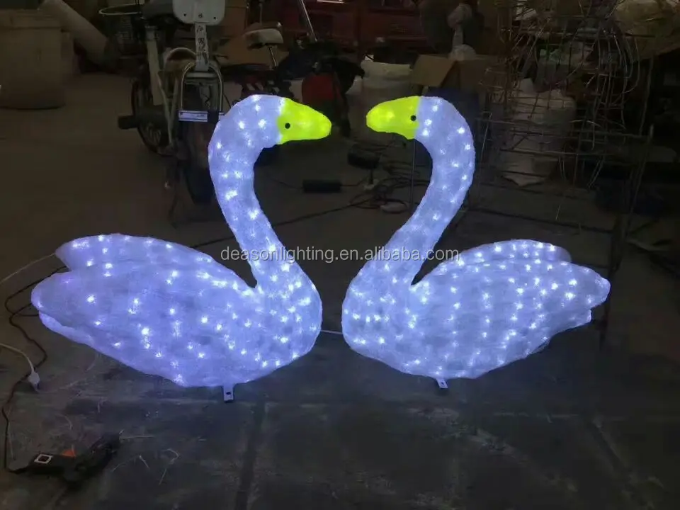 Crystal Swans With Led Light - Buy Christmas Led Swan,Lighted Swan For ...
