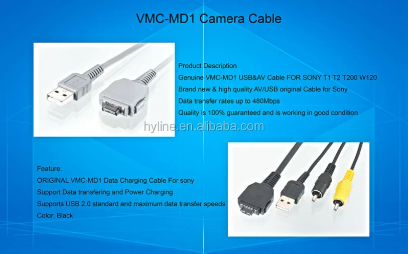 2 In 1 Vmc-md1 Usb Av Cord Cable For Sony Cybershot Dsc Camera Dsc-w150 ...