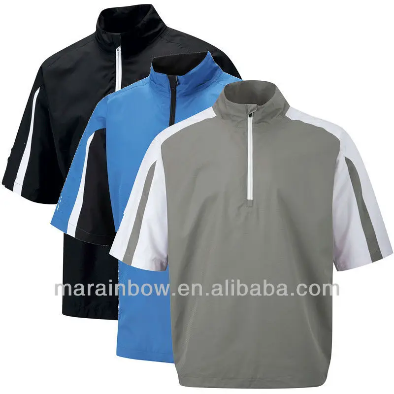 2013 Windproof Short Sleeve Golf Jacket 1/2 Zip Wind Top - Buy Short ...