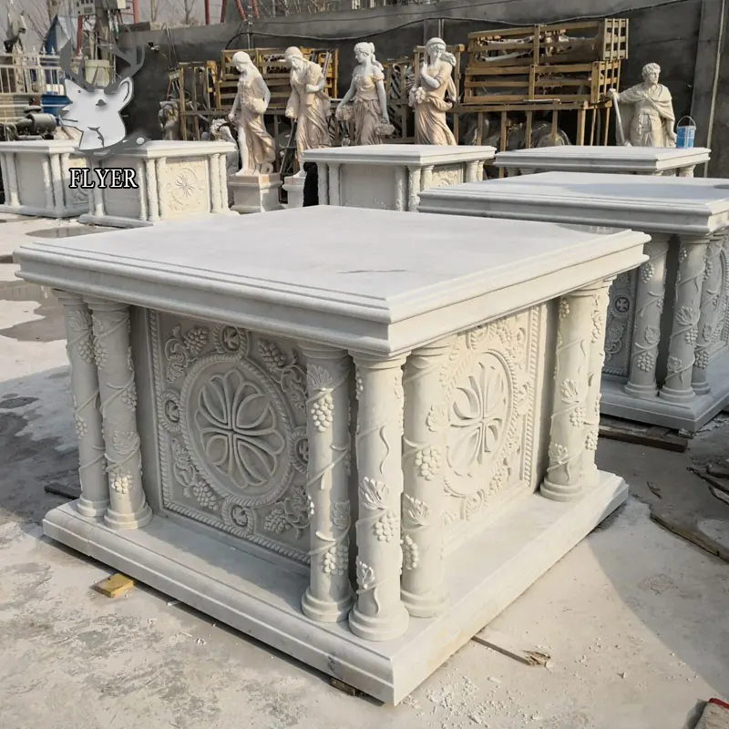 Custom Marble Altar Table with Angel Sculpture for Church