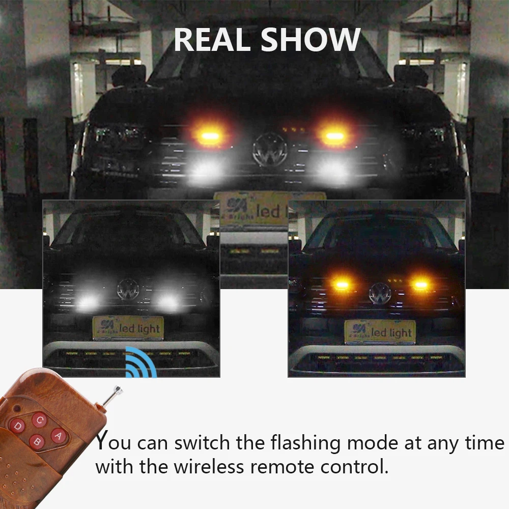 Wireless Car Led Flash Light Kit Rf Remote Autos Daytime Running Drl ...