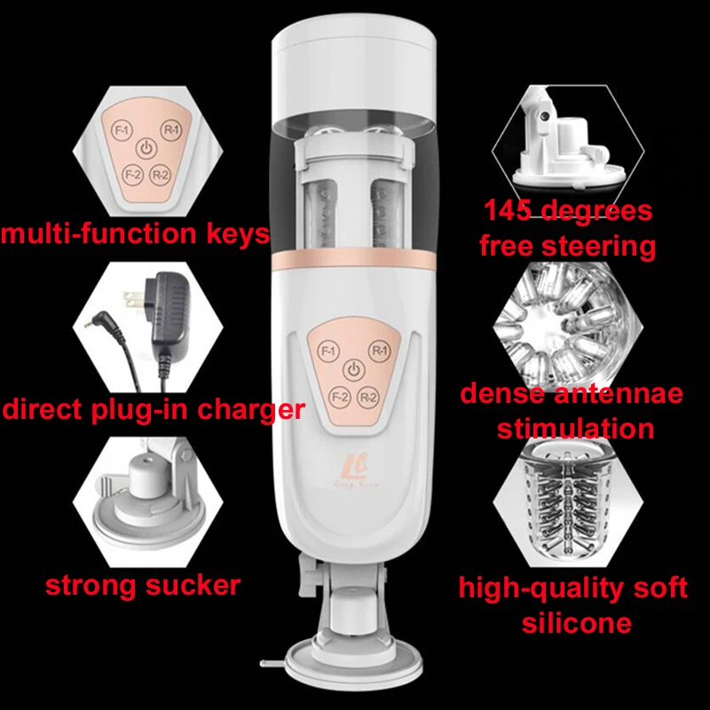 Air Float Suck Rotate Male Masturbator Retractable Sex Toy Handsfree