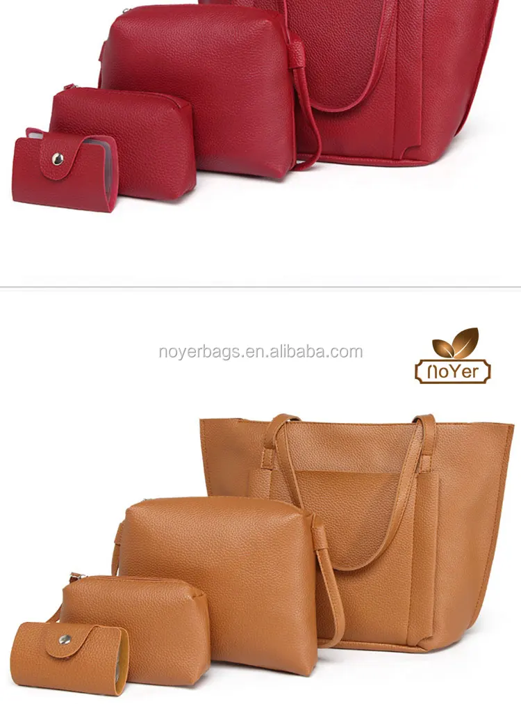 New Goods 4 Pcs Women Tote Handbag Set Elegant Ladies Pu Leather ...